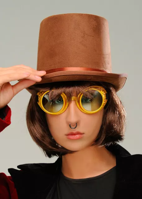 Mens Willy Wonka Brown Top Hat And Goggles Roald Dahl Fancy Dress £22