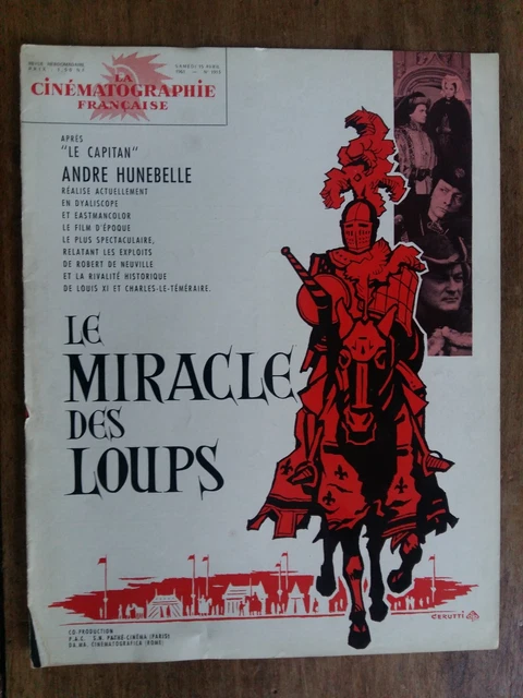 MAGAZINE LA CINEMATOGRAPHIE FRANCAISE n°1913 LE MIRACLE DES LOUPS avril 1961* EUR 10,00 ...