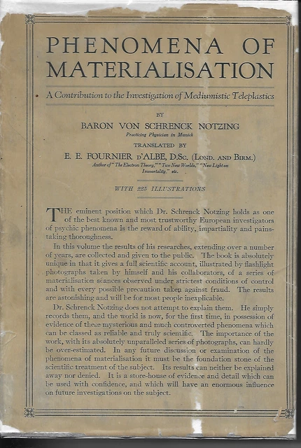 PHENOMENA OF MATERIALISATION A Contribution to the Investigation of ...
