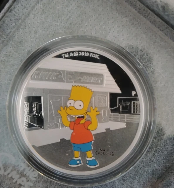 THE SIMPSONS BART Simpson - Proof one dollar $1 1oz Silver COIN - 2019 ...