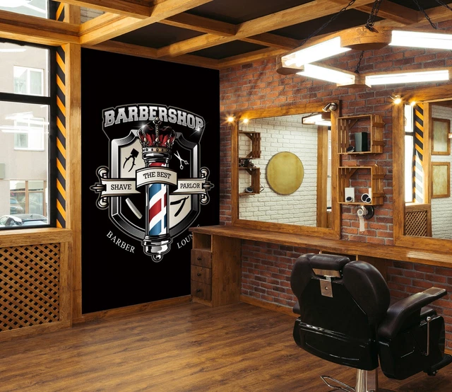 3D ART A624 Barber Shop Hair Cut Wallpaper Wall Mural Self-adhesive ...