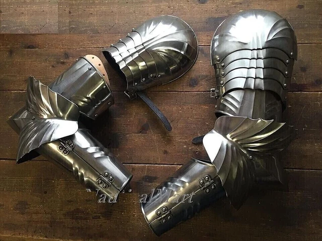 MEDIEVAL GOTHIC LARP SCA Pauldrons & Bracer Armor, Elbow Complete Arm ...