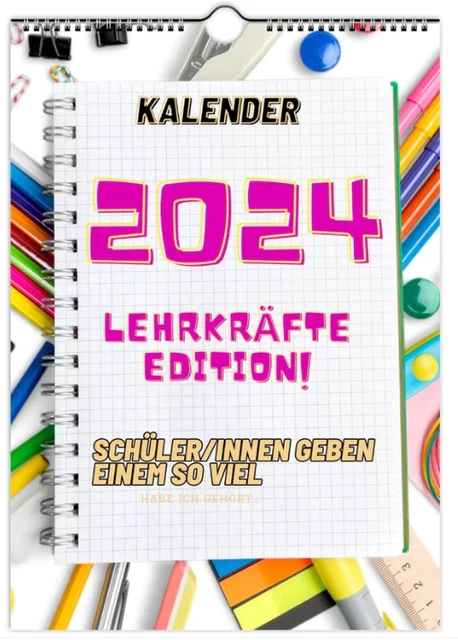 KALENDER 2024 LEHRKRÄFTE, Lehrer, Lehrerinnen, Schule, A4, hochkant Wandkalender EUR 25,99 ...