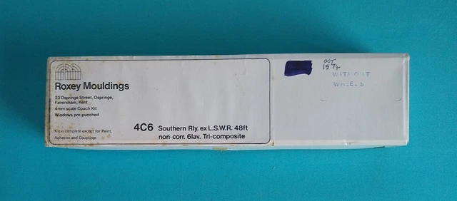 ROXEY PLASTIC METAL 4mm OO Kit 4C6 SR LSWR 48' Non Corr 6 Lav Tri Compo ...