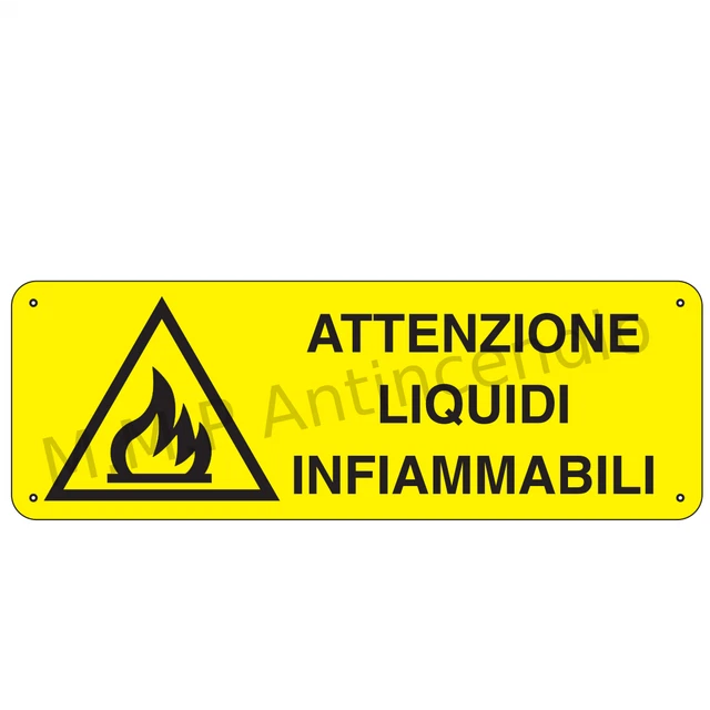 CARTELLO SEGNALETICO ATTENZIONE liquidi infiammabili - Pvc adesivo ...