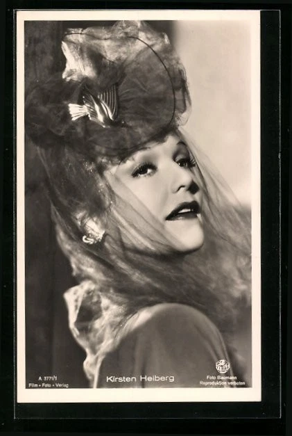 ATTRICE KIRSTEN HEIBERG in ritratto con copricapo, cartolina EUR 5,00 ...