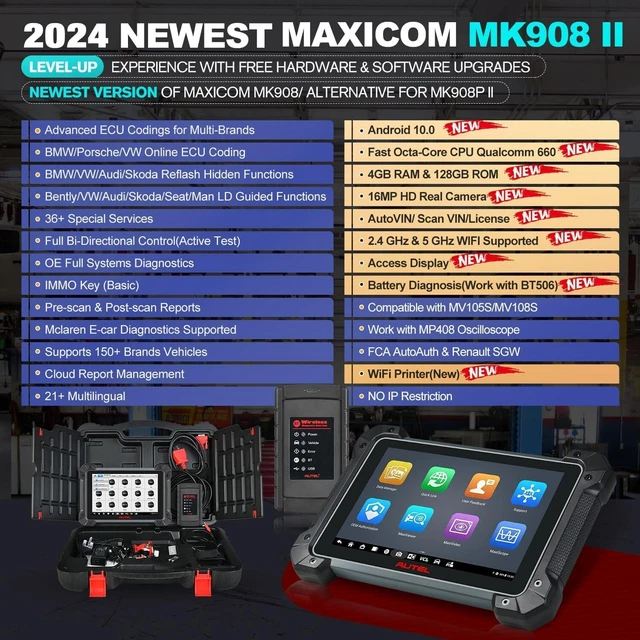 DISPOSITIVO DE DIAGNÓSTICO 2024 Autel MaxiCOM MK908 II MS908 PRO OBD2 ...