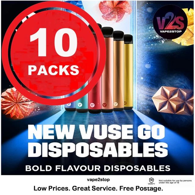 VUSE GO DISPOSABLE VAPE BAR 10mg / 20mg X 10 PACKS LIKE GEEK BAR ELF ...