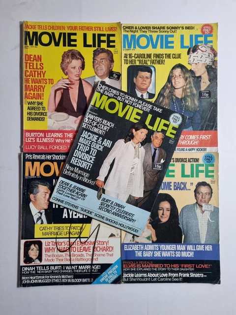 LOT OF 5 Movie Life Magazines from 1974 April May August September ...