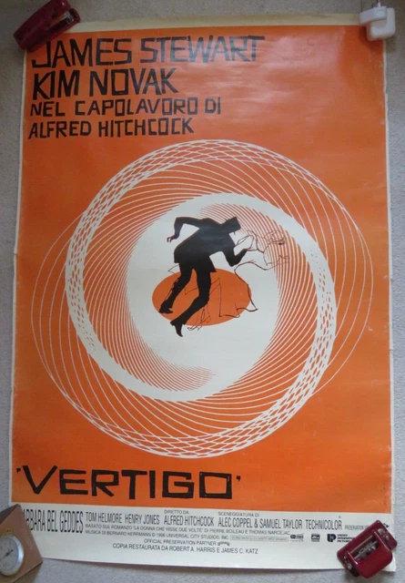 VERTIGO FILM POSTER 87cm x 110 cm Saul Bass Alfred Hitchcock James ...