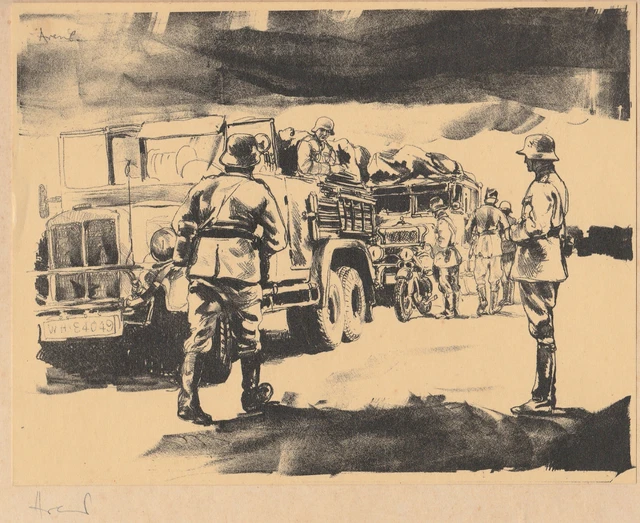 ARENS, JOSEF: &O.T.& WK 2 Wehrmacht Militaria Lithographie signiert EUR ...