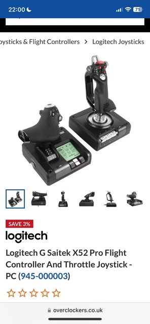 LOGITECH SAITEK X52 Pro Flight HOTAS Control System for Flight Sims £1. ...
