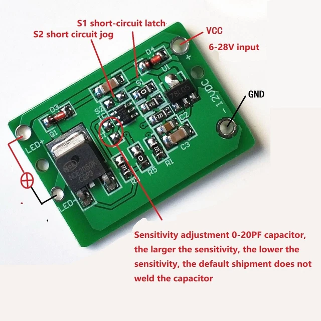 PUSH BUTTON SWITCH Module with Adjustable Sensitivity for Household ...