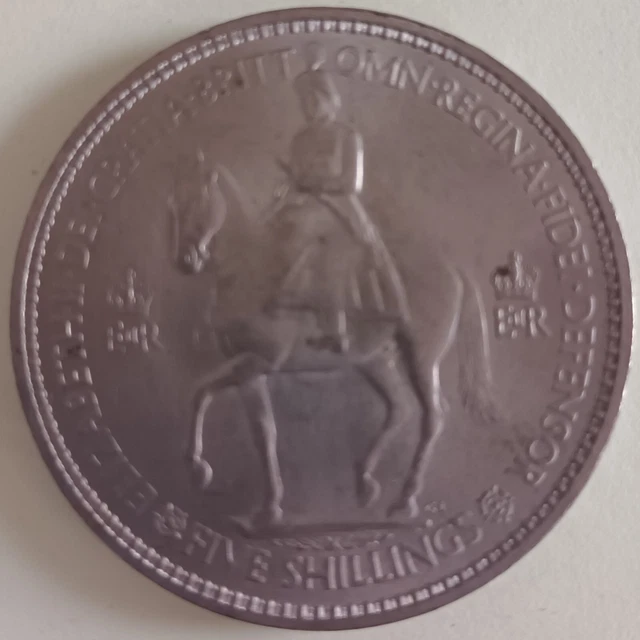 1953 QUEEN ELIZABETH II Coronation Crown Commemorative Five 5 Shilling ...