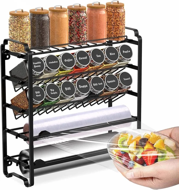 5 TIER WALL Mount Spice Rack Organizer Hanging Storage Shelf Holder for ...