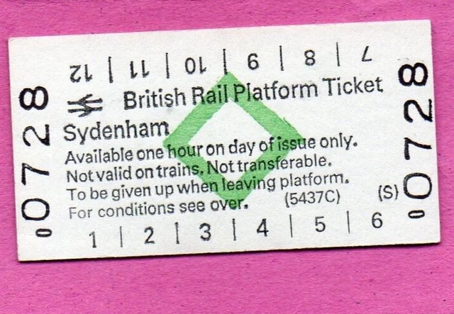 BR (S) RAILWAY platform ticket - SYDENHAM. Edmondson card green diamond ...