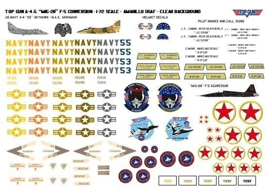 TOP GUN 1:72 A-4 Skyhawk & “MIG-28” F-5 Conversion Decals £6.00 ...