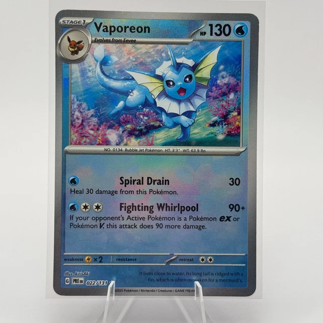 POKÉMON TCG: VAPOREON 022/131 Prismatic Evolutions Masterball Holo - NM ...