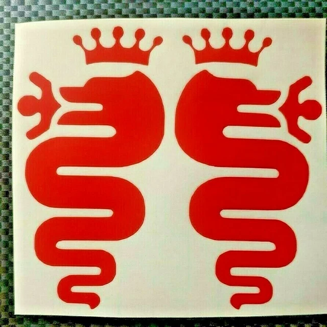 2 STICKER BISCIONE alfa romeo Logo Emblem Tuning Car Red Emblem ...