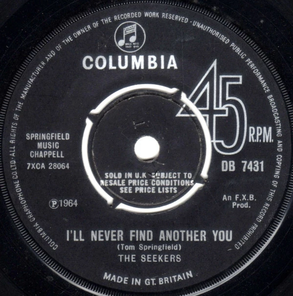 THE SEEKERS - I'll Never Find Another You (7", laboratoire) EUR 18,91 ...