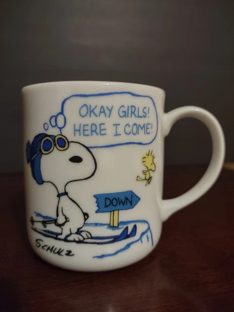 VINTAGE SNOOPY COFFEE Mug Cup "Okay Girls Here I Come!" with Woodstock ...