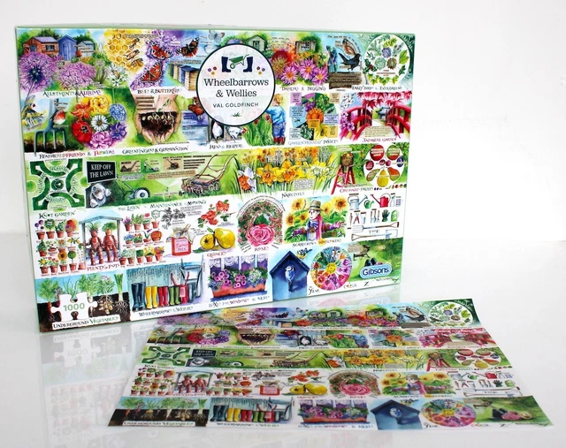 GIBSONS WHEELBARROWS & WELLIES 1000 piece JIGSAW puzzle complete ...