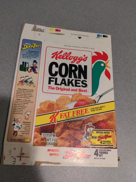 KELLOGG’S~ CORN FLAKES~ Flattened box~ Disney Duck tales 1992 EUR 10,69 ...