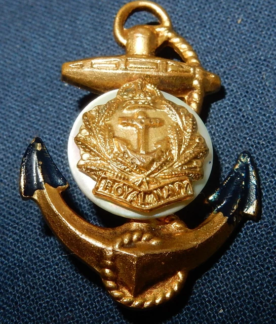 WW2 ROYAL NAVY Anchor Sweetheart Mop Military Naval Pin Badge World War ...