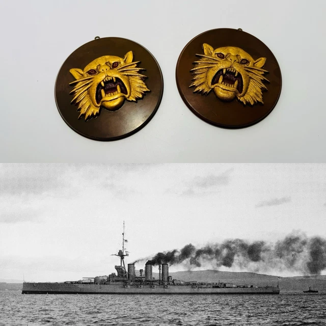 SUPERB EARLY HEAVY Royal Navy HMS Tiger Mounted Gun Tampion or badge (c ...