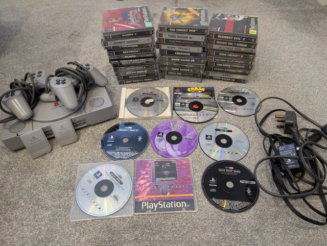 SONY PS1 PLAYSTATION Bundle Console 30+ Games Resident Evil Dino Crisis ...