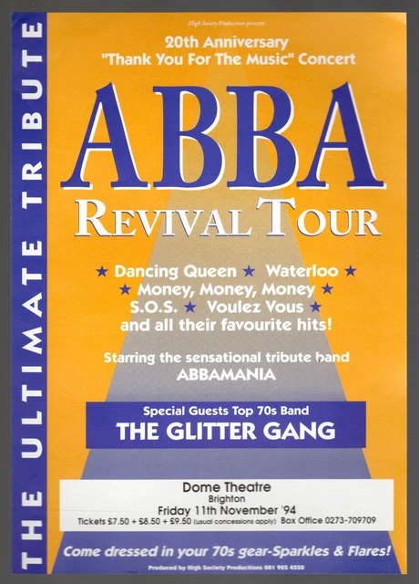 ABBA REVIVAL TOUR flyer Abbamania 1994 £0.99 - PicClick UK