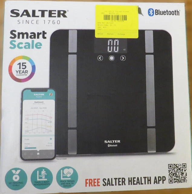 SALTER SMART BATHROOM Scale 200kg Max Capacity 8 Users Connects to App ...