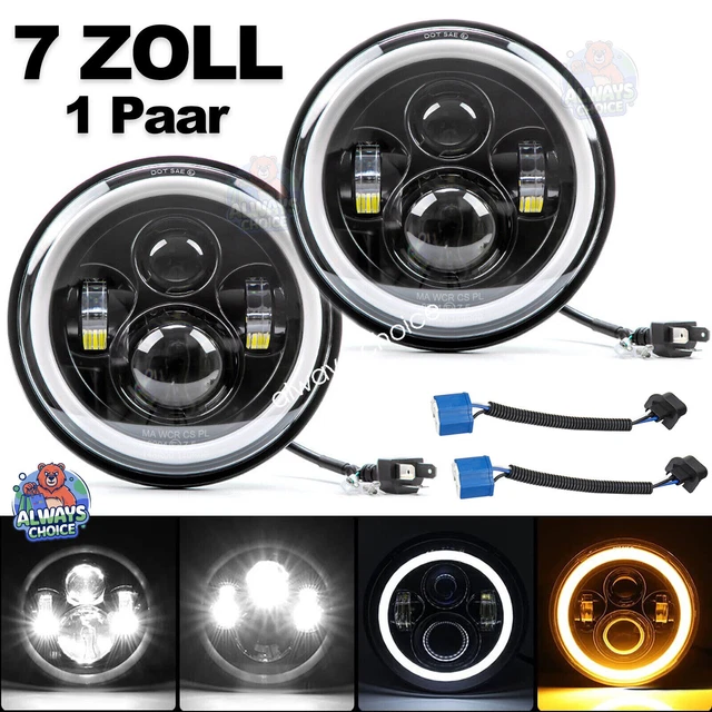 7'' RUND LED Scheinwerfer Angel Eye Links Rechts für Jeep 90-97 Mazda ...