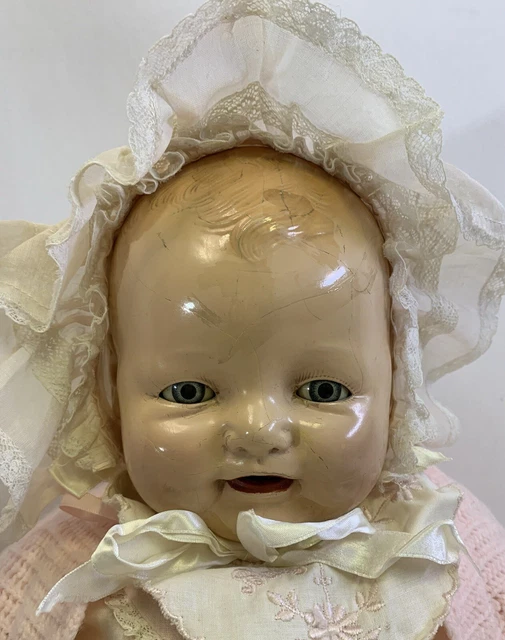 HORSMAN DIMPLES DOLL Life Size Baby 22” Vintage 1928-30 Composition Tin ...
