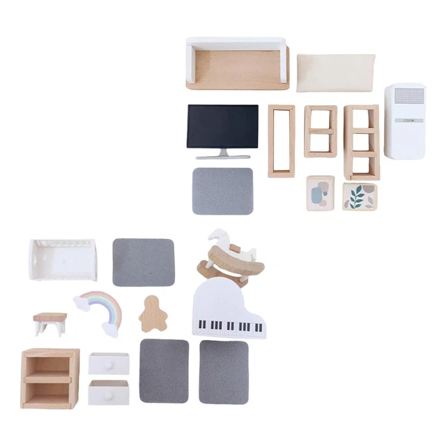 2 ENSEMBLES DE Meubles de Maison de Poupée Modèle de Mise En Page de Scène de EUR 35,69 ...