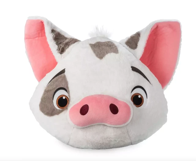 DISNEY STORE MOANA Pua the Pig Face 3D Cushion Pillow Soft Toy NEW £32. ...