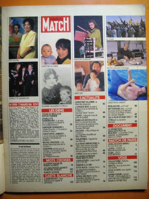 PARIS MATCH N° 1919 du 07/03/1986-Christine Villemin. Marcos, chute du ...