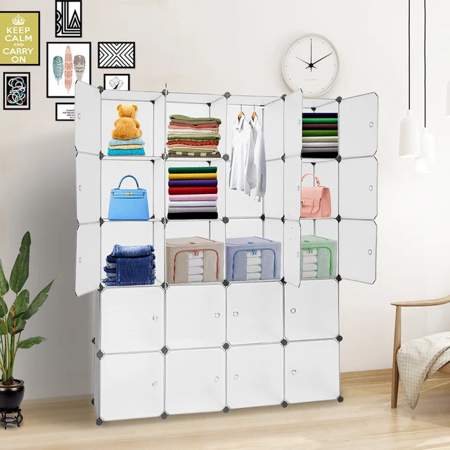 STACKABLE CUBE STORAGE DIY Plastic Modular Closet Cabinet Storage ...