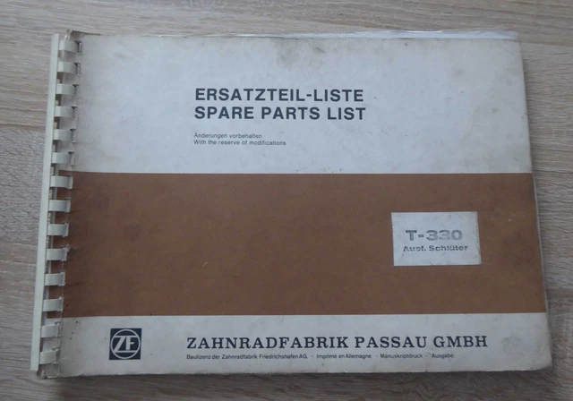 ZF GETRIEBE T330 Ersatzteilliste (Ausführung Schlüter) EUR 79,90 ...