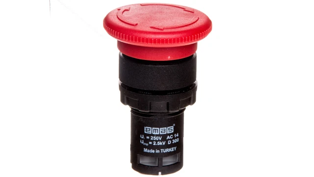 SAFETY PALM PUSH button, monoblock, 1NC, poppet 40 mm, red T0-MB200E ...