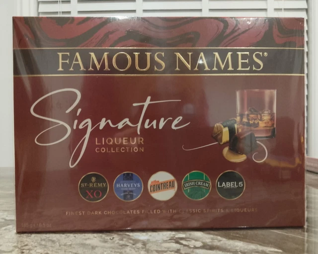 FAMOUS NAMES SIGNATURE Dark chocolates filled with spirits/liquers ...