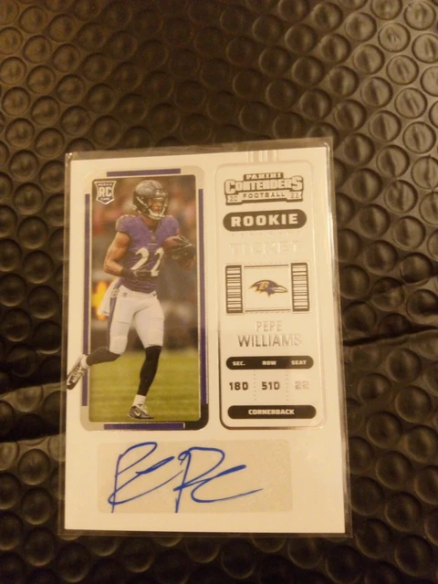 BILLET RECRUE BALTIMORE Ravens 2022 Contenders Pepe Williams voiture RC ...