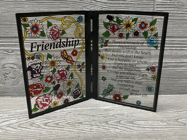 VINTAGE FRIENDSHIP DOUBLE Frame Glass Picture Poem Retro Gift for ...