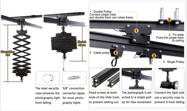 PANTOGRAPH STUDIO CEILING Rail Track System Complete Kit Photography ...