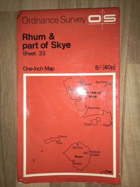 VINTAGE ORDNANCE SURVEY Map Sheet 33 Rhum & Part Of Skye 1969 £3.50 ...