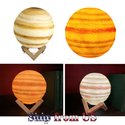 6& 3D PRINTING Jupiter Light Lunar LED Table Lamp Galaxy Night Light ...