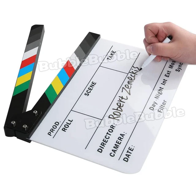 MOVIE FILM TV Slate Clapper Board Dry Erase Clapboard Cut Action Scene ...