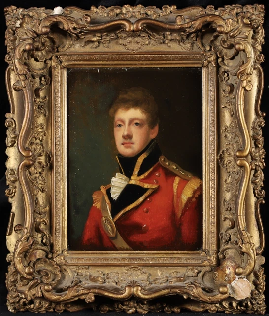 C. 1800 FINE ENGLISH OIL ON PANEL - PORTRAIT OF GEORGIAN MILITARY ...