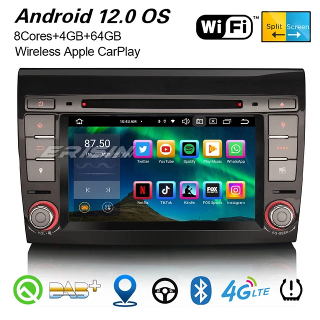 8-CORE 4GB+64GB ANDROID 13 Autoradio FIAT BRAVO CarPlay WiFi 4G BT 5.0 DAB+ Navi EUR 268,57 ...