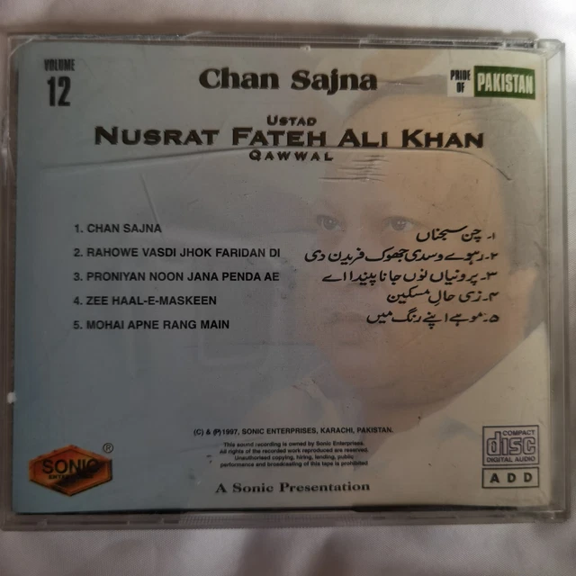 NUSRAT FATEH ALI Khan Chan Sajna Sonic Volume 12 Qawali Audio Cd Rare £ ...